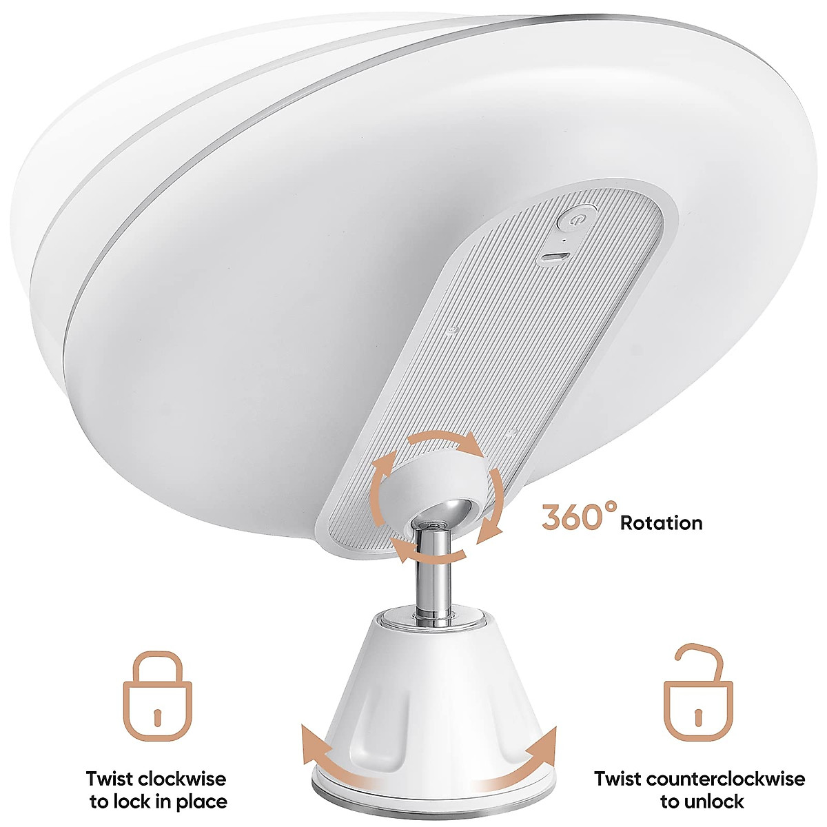 KEDSUM Upgraded 9" Rechargeable 10x Magnifying Makeup Mirror with Lights, Dimmable Lighted Vanity Mirror with Magnification and A Large Suction Cup, Touch Button, 360 Degree Rotation