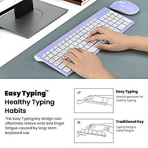 cimetech Wireless Keyboard and Mouse Combo, Compact Full Size Wireless Computer Keyboard and Mouse Set 2.4G Ultra-Thin Sleek Design for Windows, Computer, Desktop, PC, Notebook - Purple