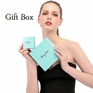 AMYJANE Wedding Jewelry Set for Bride - Sterling Silver Teardrop Amethyst Purple Cubic Zirconia Crystal Rhinestone Necklace Earrings Set Bridal Jewelry Set for Bridesmaids February Birthstone Jewelry