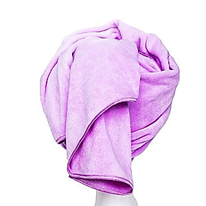 TANCANO Microfiber Hair Towel Anti Frizz Hair Wrap Super Absorbent Curly Hair Drying Towel 23.6''x47'' Large Multifunction Towel for Bath Spa Makeup, Light Purple
