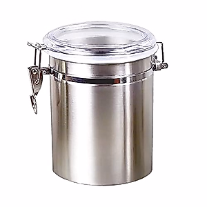 Cuisinox Stainless Steel Canister with Clear Acrylic Locking Lid, Satin - 4.8" x 6.3" (50 oz)