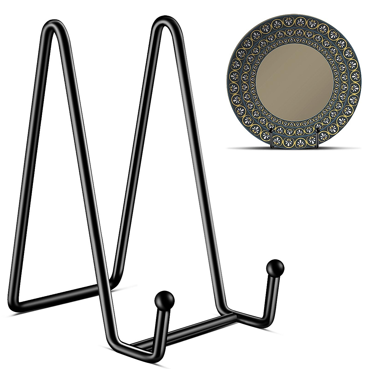 Kruodop 3 Pack 6 Inch Plate Stands for Display, Plate Holder Display Stand, Picture Frame Stand Black Metal Frame Holder Stands for Book,Small Easel,Decorative Plate,Photo and Platter,Tabletop Art