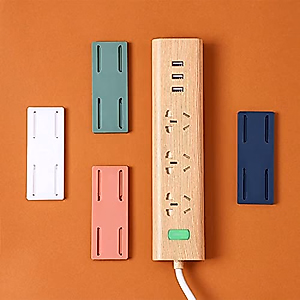 8 Pcs Power Strip Holder, Adhesive Punch-Free Socket Holder, Self Adhesive Socket Desktop Fixer, Cable Management Punch Free Surge Protector, Desktop Mobile Socket Holder Wall Mount and 8 Cable Clips