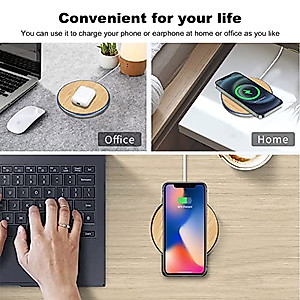 15W Fast Wireless Charger Pad, Eco Friendly, Walnut Wood, Bamboo, Compatible with Qi Enabled Devices (Bamboo)