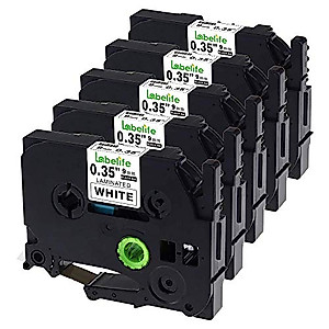 Compatible Label Tape Replacement for Brother Ptouch 9mm TZe-221 Label Tape Bundle with Replace 6mm TZe-211 Label Tapes, Black on White, 9-Pack