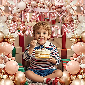 Fancypartyshop 10th Birthday Decorations - Rose Gold Happy Birthday Banner and Sash with Number 10 Balloons Latex Confetti balloons Ideal for Girl 10 years old birthday (10th birthday) Rose Gold