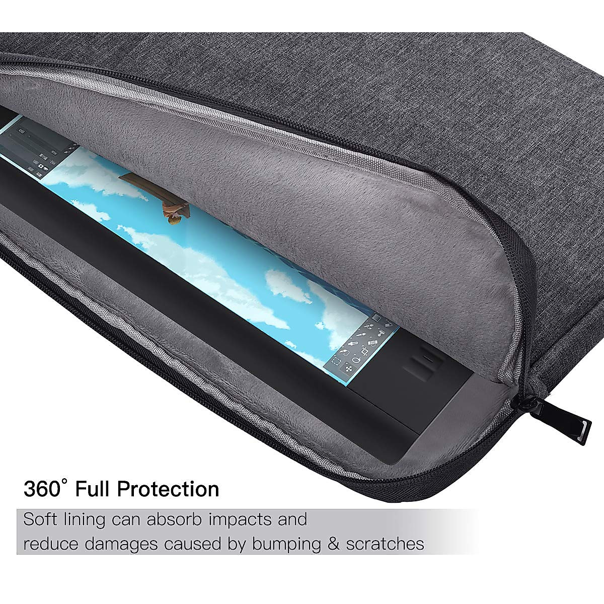 Drawing Carrying Tablet Sleeve Case for Xp-Pen Artist12 / Artist 13.3 Pro 13.3 Inch,VEIKK A15, Compatible with Wacom Cintiq 13HD, Huion Inspiroy H1161 Bag(Space Grey)