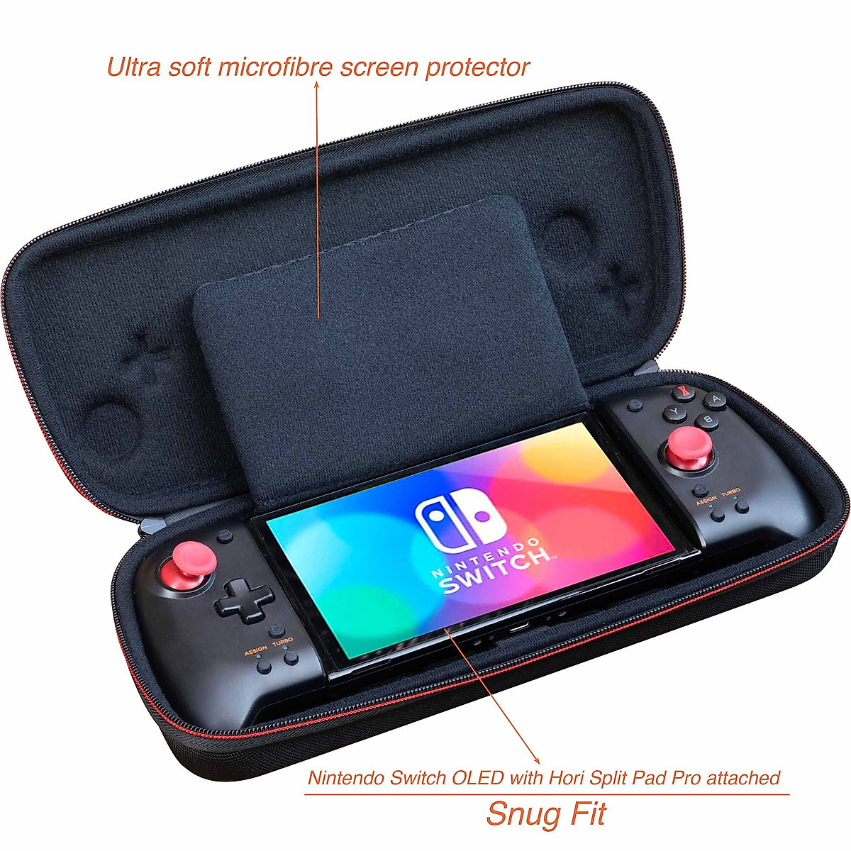 ButterFox Grip Carry Case for Hori Nintendo Switch Split Pad Pro Controller, Compatible with Nintendo Switch OLED Model- Red/Black