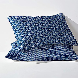 Flower Sheets Full Size, Geometric Bed Sheets, Patterned Bedding Sheets & Pillowcases 4 Piece Set - Soft Microfiber Deep Pocket Fitted Sheet & Flat Sheet & 2 Pillow Cases F3-&-191