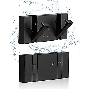 2 Pack，Waterproof Black Towel Hooks，Foldable Towel Hooks for Bathrooms，Modern Coat Hooks，Black Robe Hooks，Bathroom Modern Hooks，Free Perforated，Bathroom Towel Hooks，Towel Door Hooks，Also for Kitchen.
