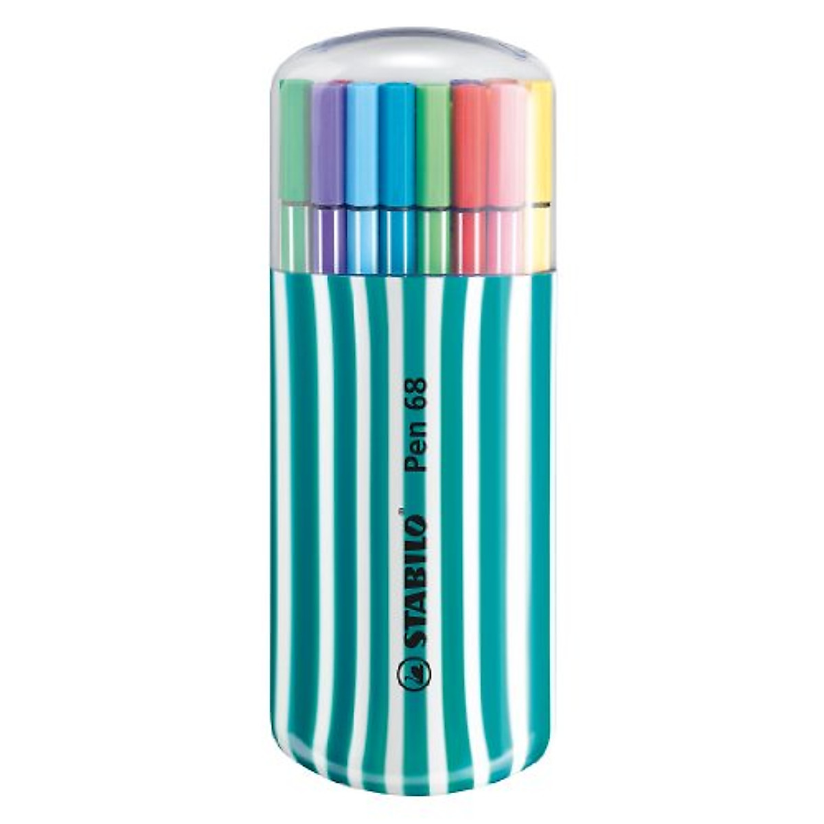 STABILO Pen 68 Fibre Tip Pens Desk Set Turquoise - Assorted Colours, Pack of 20