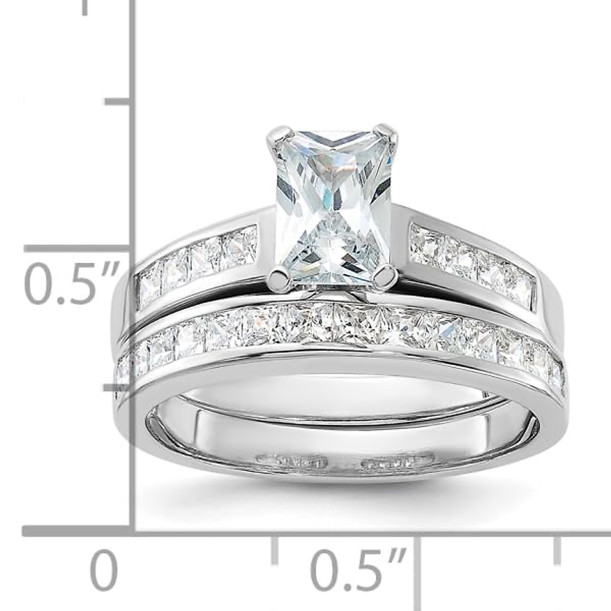 IceCarats 925 Sterling Silver Cubic Zirconia CZ Wedding Band Engagement Ring Bridal Jewelry Set Size 8