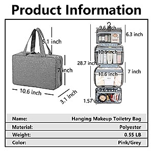 ARZAXEKO Hanging Makeup Toiletry Bag for Women Men Small Travel Kit 4 in 1 Folding Cosmetic Brush Organizer Pink