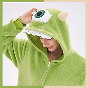 GONAAP Unisex Adult Mike Wazowski Onesie Pajamas Animal One Piece Costume Cosplay Sleepwear (Mike Wazowski, Medium)