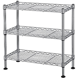 3-Tier Metal Steel Wire Shelf Organizer Unit Shelving for Cabinets, Bath, Kitchen, Countertop, Stackable Cabinet Shelf Kitchen Counter Rack Organizer Multipurpose Pantry Bedroom Bathroom Storage Racks