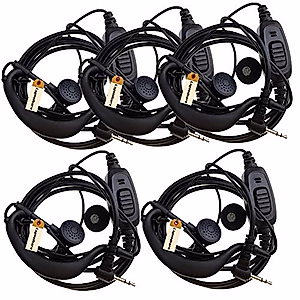 1 Pin G Shape Earhook Earpiece Headset PTT and Mic Compatible for HYT Hytera Two Way Radio TC1688 TC310 TC-1688 TC-310 TC-320 etc/Motorola Walkie Talkie, Pack of 5, By Lsgoodcare