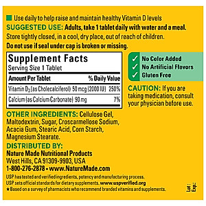 Nature Made Vitamin D3 2000 IU (50 mcg), Dietary Supplement for Bone, Teeth, Muscle and Immune Health Support, 400 Tablets, 400 Day Supply