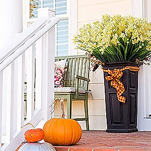 Succinct 8PCS Bundles Artificial Daffodils Flowers, Artificial Greenery UV Resistant No Fade Faux Silk Cloth Plants for Wedding Bridle Bouquet Outdoor Home Garden Kitchen Office Table Vase (Yellow)