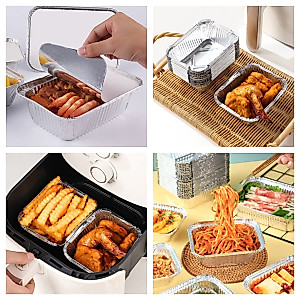 FUIIKEEM Small Aluminum Pans with Lids -(5"×4"×1.8") 1 LB Capacity Tin Foil Food Containers with Lids - 40 Pans and 40 Lids - for Cooking, Baking, Meal Prep