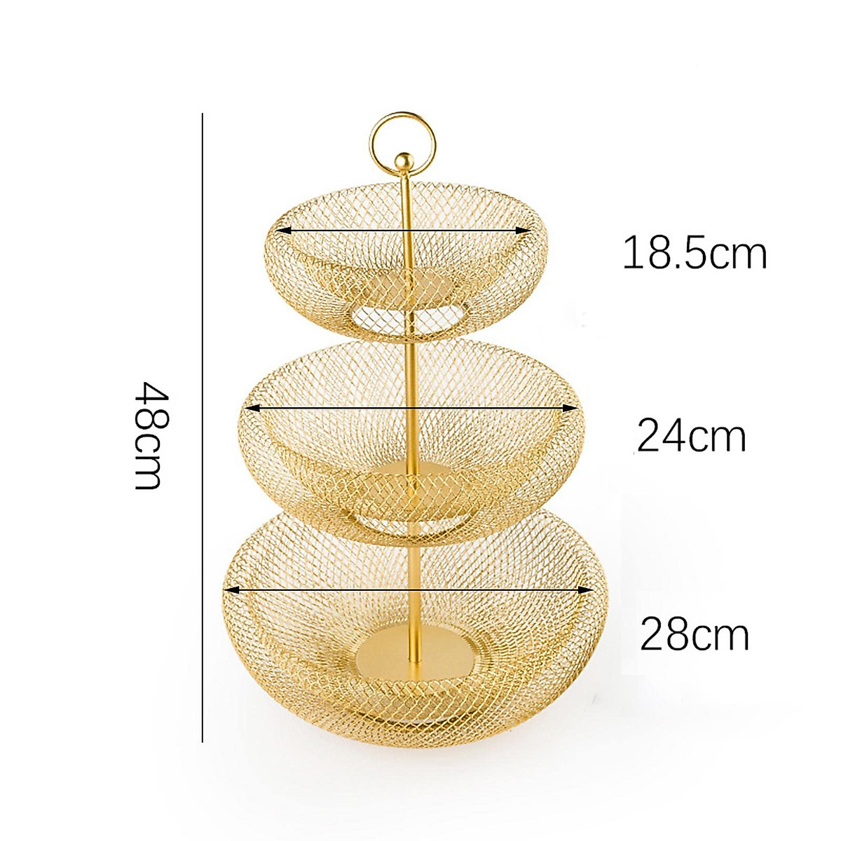 Baoblaze Round Fruit Basket Bowl Holder Vegetable Cake Organizer 3 Tier Countertop Storage Tray for Housewarming, Farmhouse, Table, Counter, Wedding