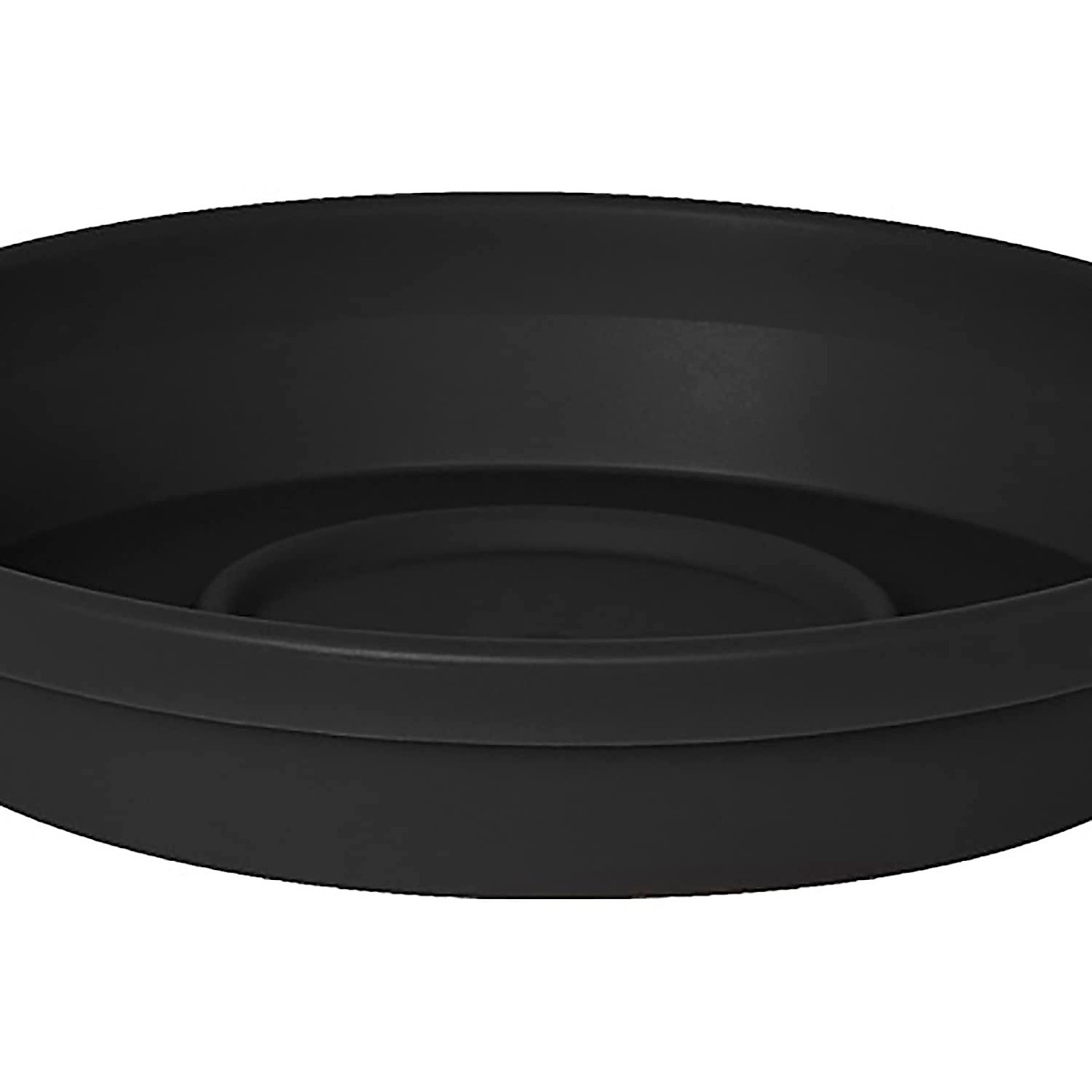 Bloem Terra Pot Round Drain Saucer: 24" - Black - Tray for 17-24", Matte Finish, Durable Resin, Ribbed Bottom, for Indoor and Outdoor Use, Gardening, Planter Not Included, 17.5"