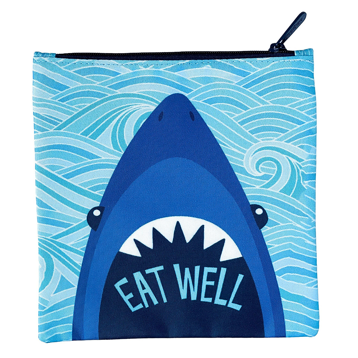 Yumbox Reusable Sandwich and Snack Bags (2-Pack) Fun Shark Prints for Toddlers and Kids, Eco-Friendly, BPA-Free, Water-Resistant, Lined, Washable fabric, Ideal kids snack bag, Zip Close, 8x8 in Large