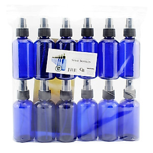 Cornucopia 4oz Blue PLASTIC Fine Mist Spray Bottles (12-Pack); BPA-Free Plastic Spritzer Bottles, Labels Included; PET #1 Plastic Bottles