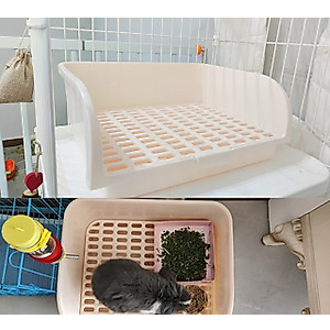 Hamiledyi Large Rabbit Litter Box Corner Bedding Box Chinchilla Toilet Trainer Square Potty Pet Pan for Adult Guinea Pig, Galesaur.Ferret and Other Animals (White)