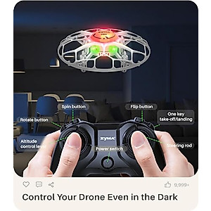 SYMA Mini Drone for Kids Adults, X660 7-Color LED Light RC Quadcopter with Rotary Ascent, 360° Flip, Altitude Hold, Headless Mode Indoor Drone Plane Flying Toys Gifts for Kids 8-12