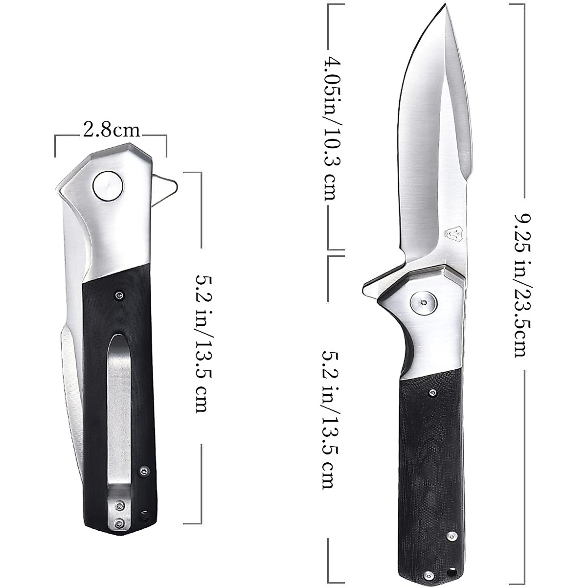 Eafengrow EF6 Folding Knives 5.2 inch Closed Knife 9Cr18Mov Blade Knife G10 Steel Handle Ball Bearing Outdoor Camping Knife