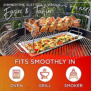 Grill Champ Chicken Leg Rack for Grill, BBQ & Smoker – Stainless Steel Chicken Wing Rack Grill Rack – 14-Slot Chicken Rack for Drumsticks, Wings, Thighs – Chicken Racks for Grilling & Barbecuing