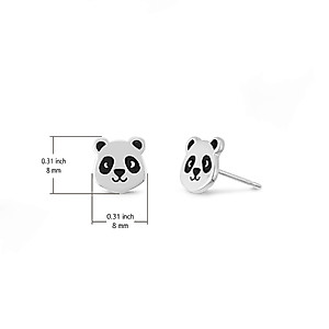 Boma Jewelry Sterling Silver Panda Bear Stud Earrings