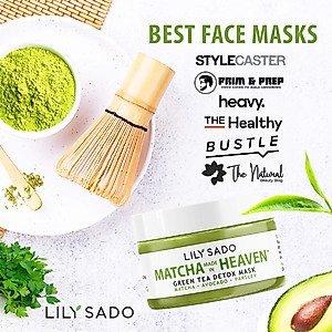 LILY SADO Green Tea Matcha & Avocado Face Mask - Organic Natural Vegan Facial Mask - Anti-Aging Antioxidant Defense Against Acne, Blackheads & Wrinkles for a Soft Glowing Complexion – 4 oz