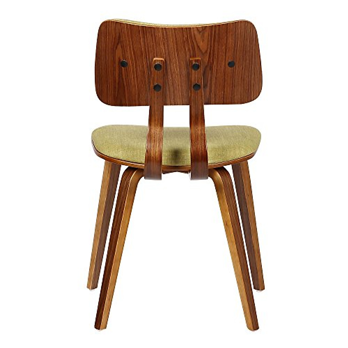 Armen Living Jaguar Dining Chair in Green Fabric and Walnut Wood Finish 20D x 18W x 29H in