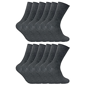 12 Pack Mens Viloft Non Binding Thermal Diabetic Socks | Sock Snob (7-12, Grey)