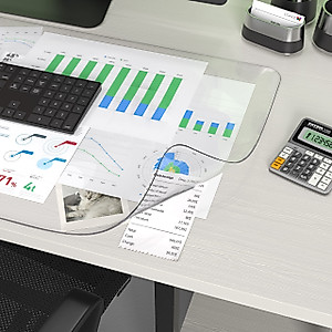 Oterri Clear Writing Desk Pad, Heat Resistant Waterproof PVC Round Edge Durable Desk Protect Mat, Anti-Static Writing Mat-23.6’’x13.7” Table Protector