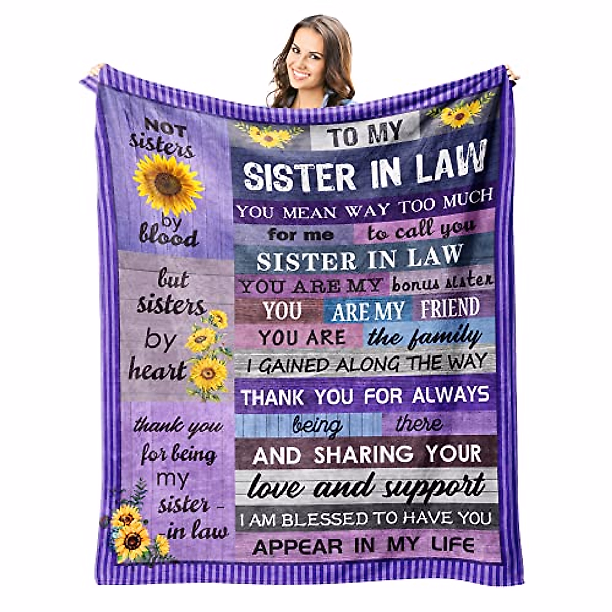 Sister in Law Birthday Gifts Throw Blanket 60inx50in - Sister in Law Gifts for Women - Gifts for Sister in Law - Mothers Day Birthday Gifts for Sister in Law - Bonus Sister Gifts - Blankets for Sofa