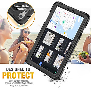 HXCASEAC Case for Galaxy Tab S9 / S9 FE 5G Case, Protective with Screen Protector/Hand Strap/S Pen Holder, Heavy Duty Shockproof for Samsung Galaxy S9 FE Tablet Case 10.9 inch / 11 inch - Black