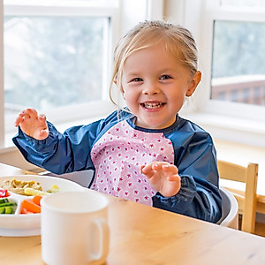 green sprouts Easy-wear Long Sleeve Bib | Waterproof Protection | Flipped Pocket, Soft Material, Easy Clean Smock