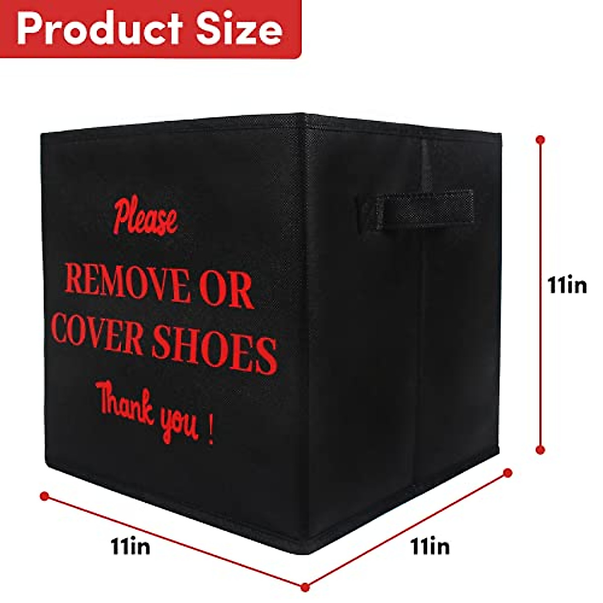 ORLANG Shoe Cover Box, Large Foldable Shoe Cover Holder for Realtors and Open House, Holds over 100 Disposable Shoe Covers, with Please Remove Or Cover Shoes Sign, Black(1 Pack)