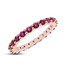 Ruby Round Cut Stackable Eternity Band Ring For 14k Rose Gold Over Sterling Silver Jewelry For Womens Ring Size-7