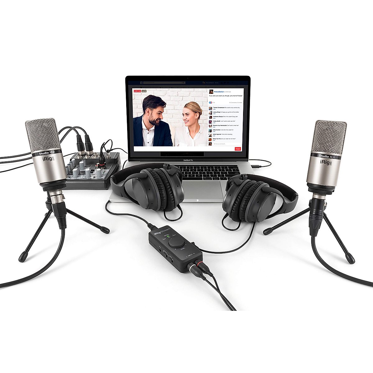 IK Multimedia iRig Stream stereo audio interface for iPhone, iPad, Mac, iOS and PC with USB-C, Lightning and USB for 24-bit, 48 kHz recording from mixers and studio gear
