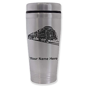 LaserGram 16oz Commuter Mug, Freight Train, Personalized Engraving Included