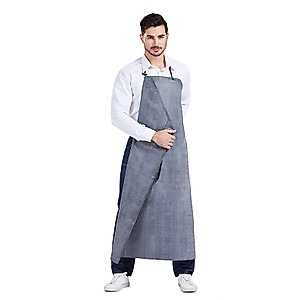Nanxson Men’s Apron Thick Rubber Waterproof Apron Factory Butcher Adjustable Working Apron CF3024 (white)