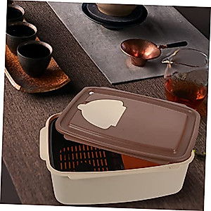 KICHOUSE 1 Set Tea Residue Bucket with Lid Tea Residue Filter Bucket Container with Lid Table Top Bin Garbage Can Mini Containers Small Wastebasket Drain Tray Office Desktop Pp