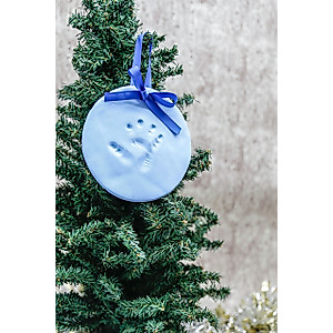 Tiny Ideas Baby Handprint or Footprint DIY Keepsake Ornament Kit, Baby Boy Nursery Décor, Newborn Gift for Expecting Parents, Blue