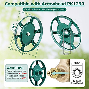 Dreyoo 2 Pack Outdoor Faucet Handles, Oval Spigot Handles Compatible with Arrowhead PK1290, 12 Point Faucet Knob for Outside Hose Bibb, Garden Valves and Frost Proof Wall Hydrants (Green)