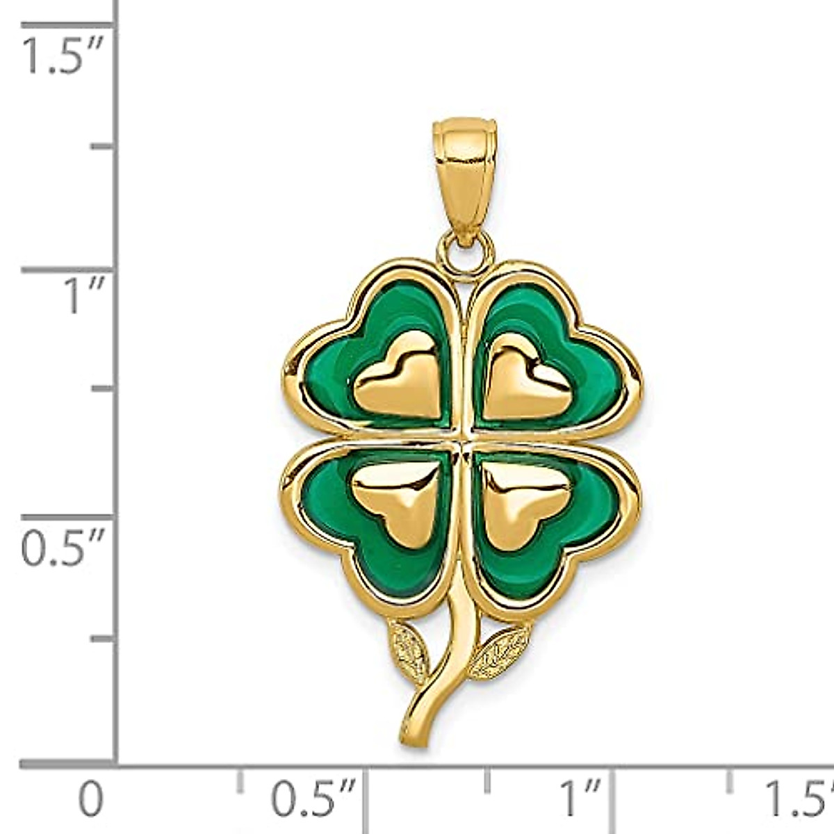IceCarats 14K Yellow Gold 4 Leaf Lucky Clover Shamrock Flower Necklace Heart Claddagh Celtic Charm Pendant Irish Jewelry 32mm x 20mm Only
