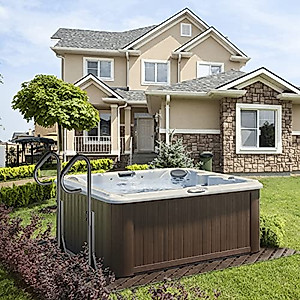 IHAYNER Hot Tub Handrail 56x19 Inch Spa Side Handrail 600LBS Capacity Spa Step Hot Tub Black Heavy Iron Spa Side Step with Slide-Under Mount Base