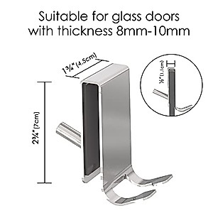 Linkidea 2 Pack Over Shower Door Towel Hook, Double Side Bathroom Towel Hooks with Non-Slip Sponge Pad, Shower Hook for Frameless Glass Doors, Silver